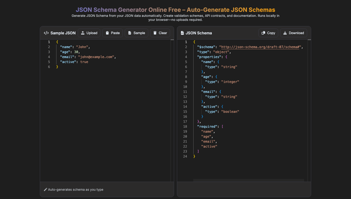 JSON Schema Generator Online Free – Auto-Generate Schemas